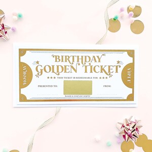 Scratch-off Birthday Golden Ticket Surprise & Reveal Birthday - Etsy ...