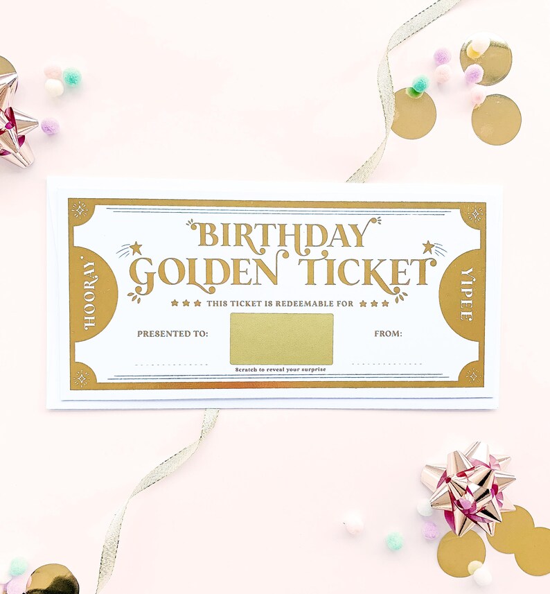 Scratch-off Birthday Golden Ticket Surprise & Reveal Birthday - Etsy ...