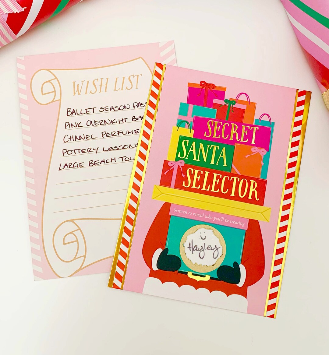 Secret Santa Selector Set of 8 Cards, Scratch-off Secret Santa ...