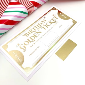 Scratch-off Birthday Golden Ticket, Surprise & Reveal Birthday Gift ...