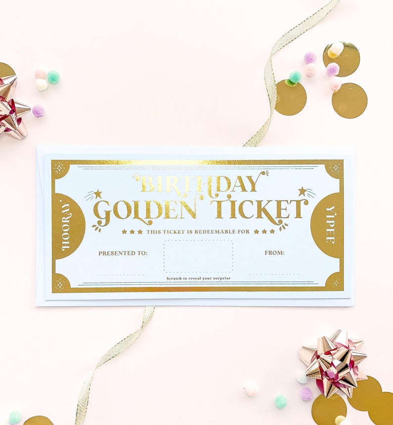 Scratch-off Birthday Golden Ticket Surprise & Reveal Birthday - Etsy ...