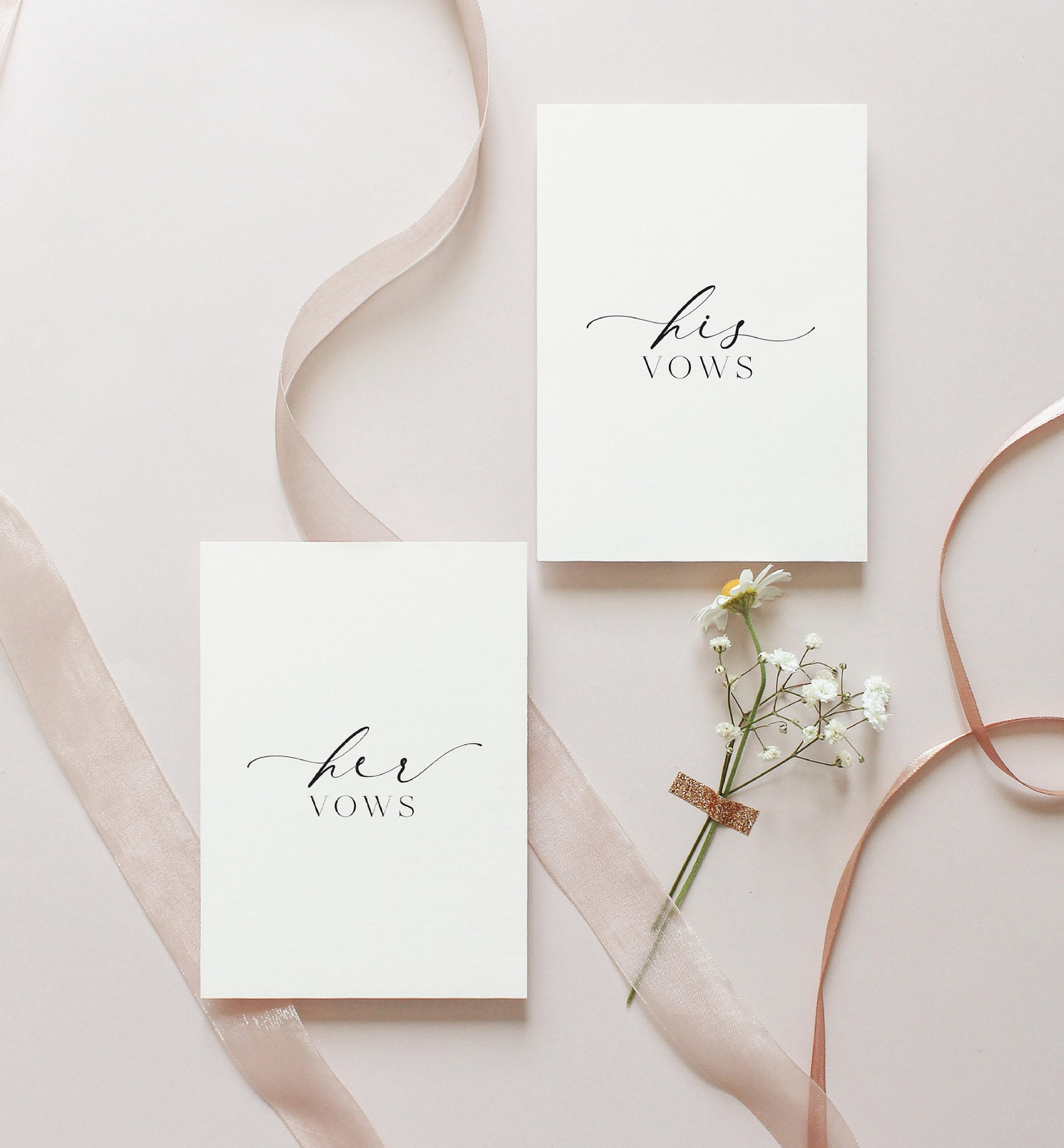 His and Her Vows, Bride and Groom Wedding Day Card, Minimalist Wedding ...