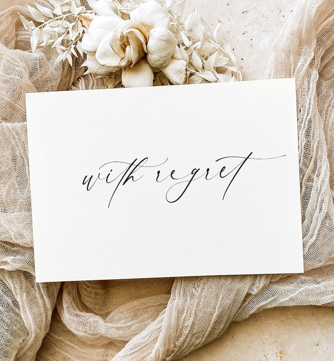 With Regret Wedding RSVP Card, Wedding Decline Invitation Card ...