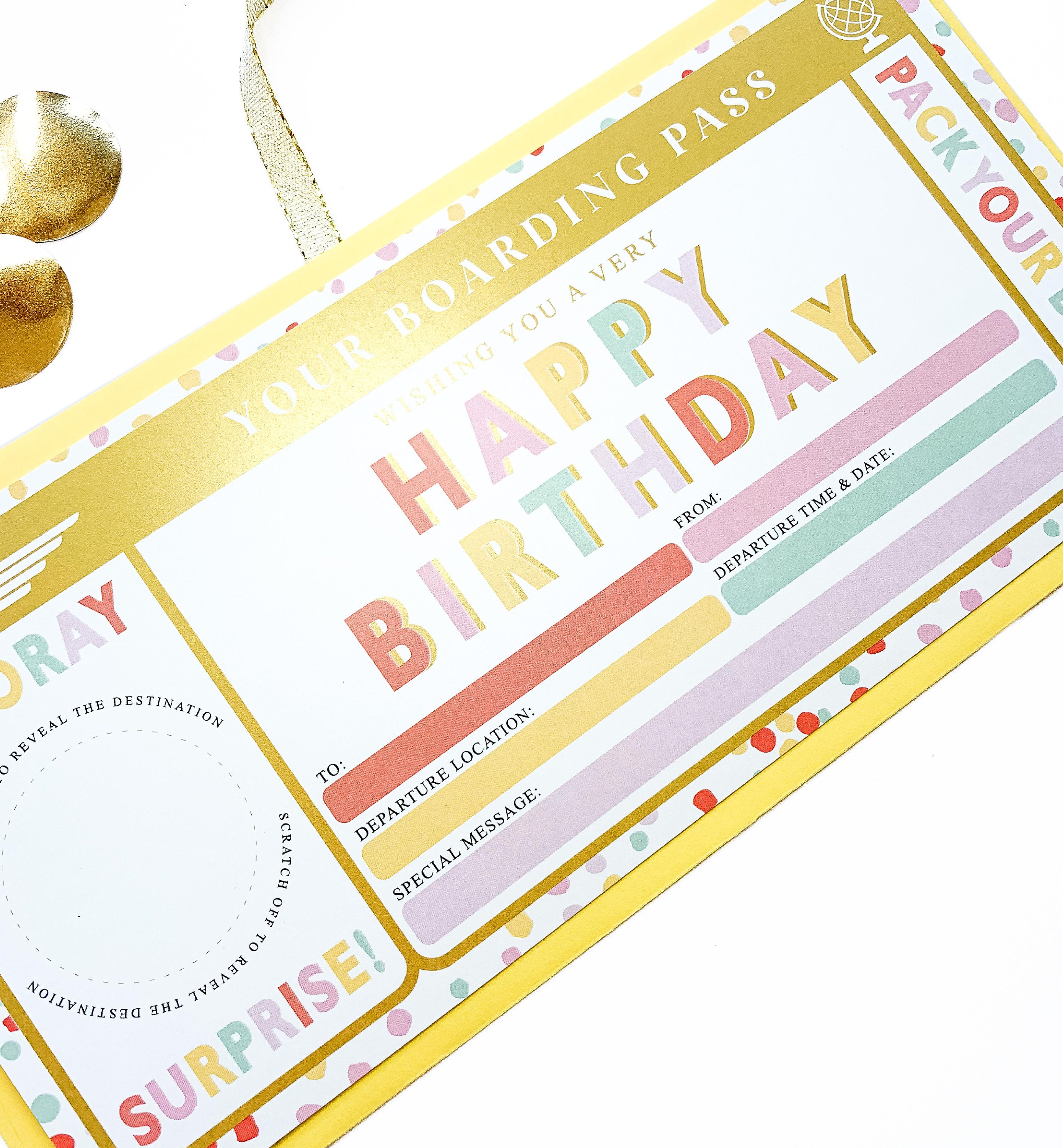 Scratch-off Birthday Boarding Pass, Bright Dot Surprise Reveal Fake ...