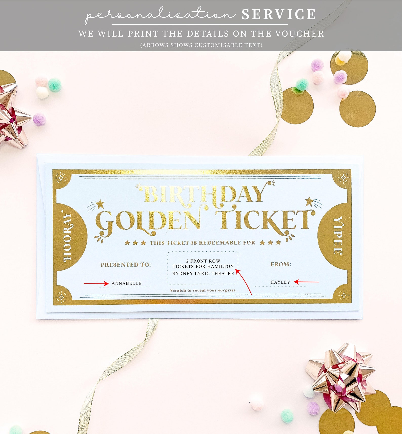 Scratch-off Birthday Golden Ticket Surprise & Reveal Birthday - Etsy ...