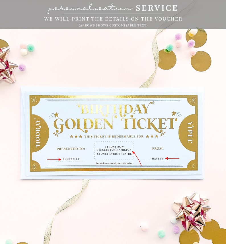 Scratch-off Birthday Golden Ticket Surprise & Reveal Birthday - Etsy ...