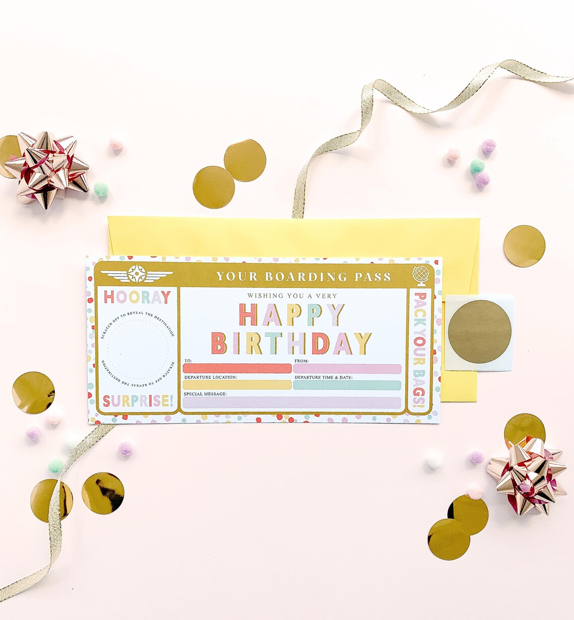 Scratch-off Birthday Boarding Pass Bright Dot Surprise Reveal - Etsy ...