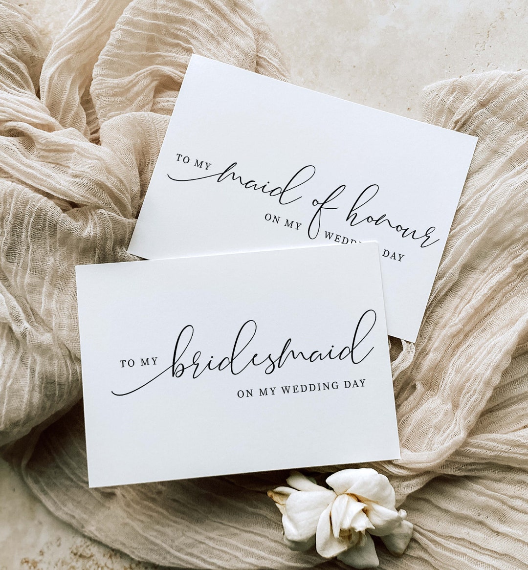 To My Bridesmaid and Maid of Honour on My Wedding Day Card, Minimalist ...
