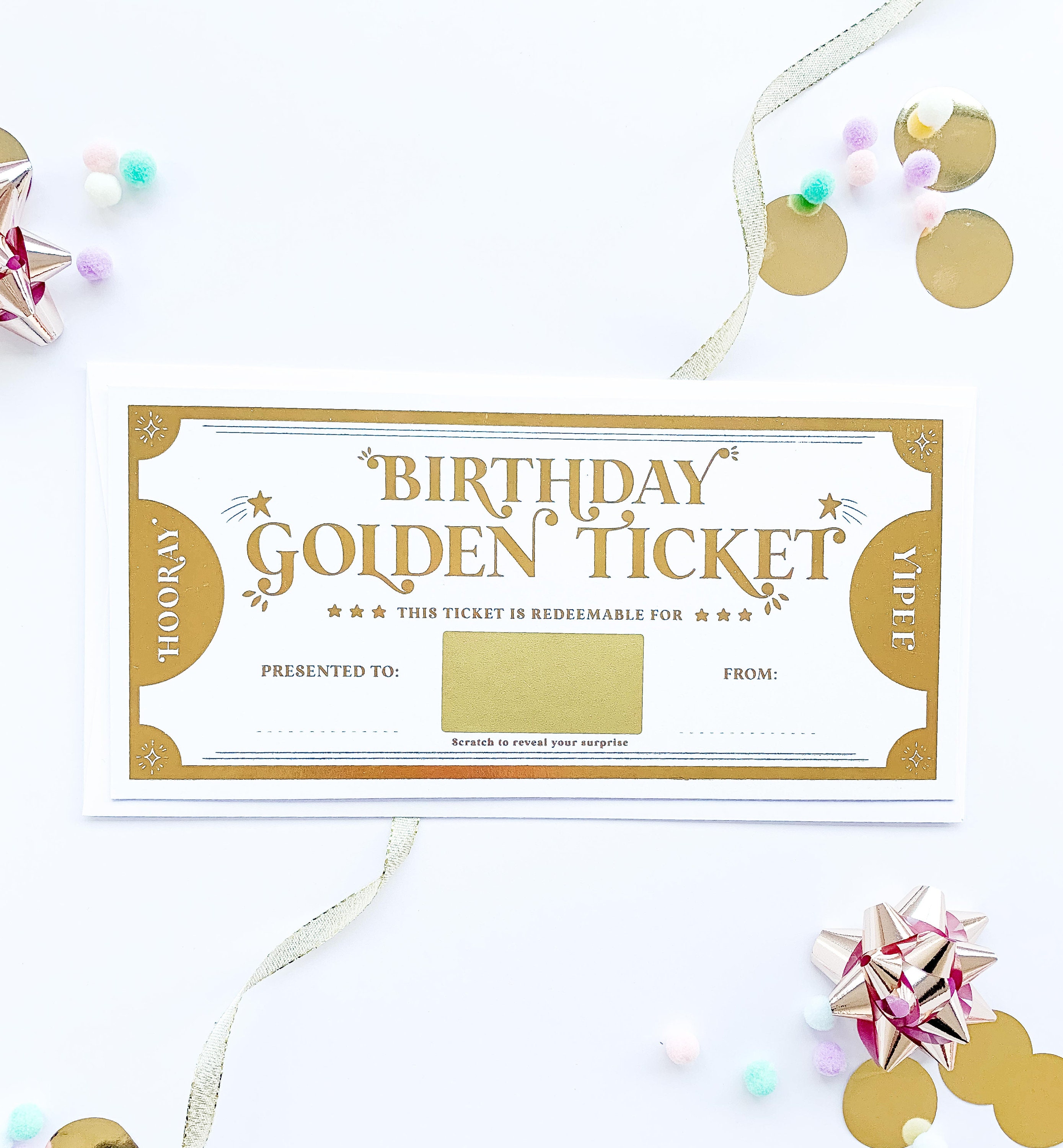 Scratch-off Birthday Golden Ticket Surprise & Reveal Birthday - Etsy ...