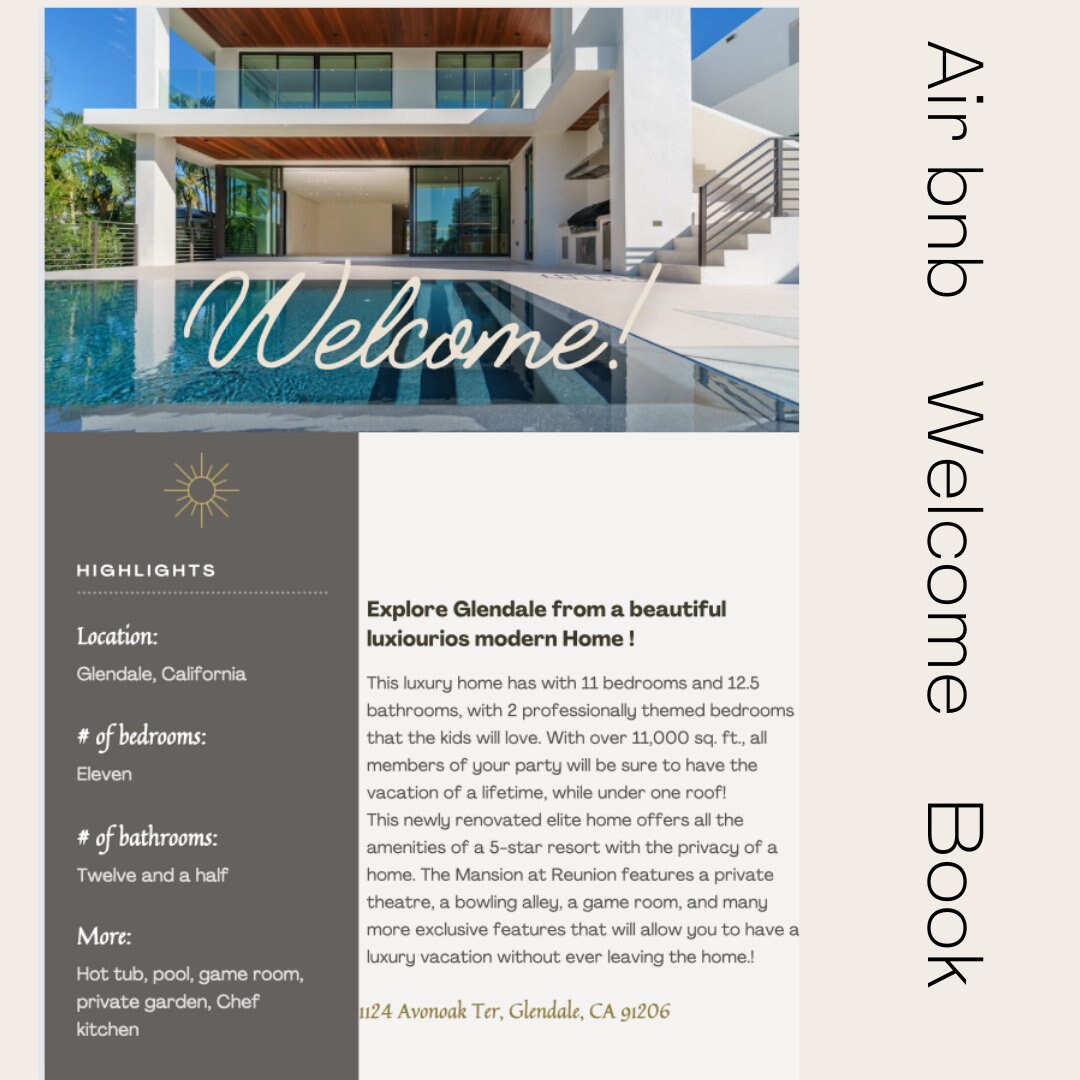 Airbnb Vrbo Rental Host Welcome Book-customizable Print - Etsy
