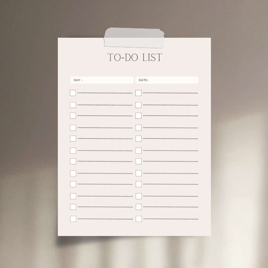 Minimalist Simple Daily to Do List Office Home Kids Chores Check off ...