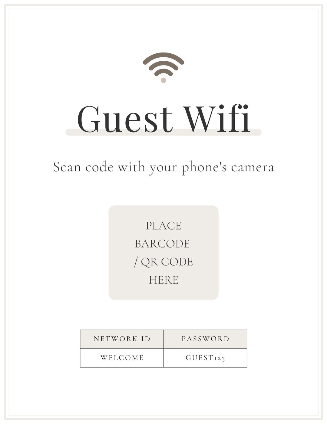 Airbnb Vrbo Host Rental Wifi Password QR Code Sign Print - Etsy