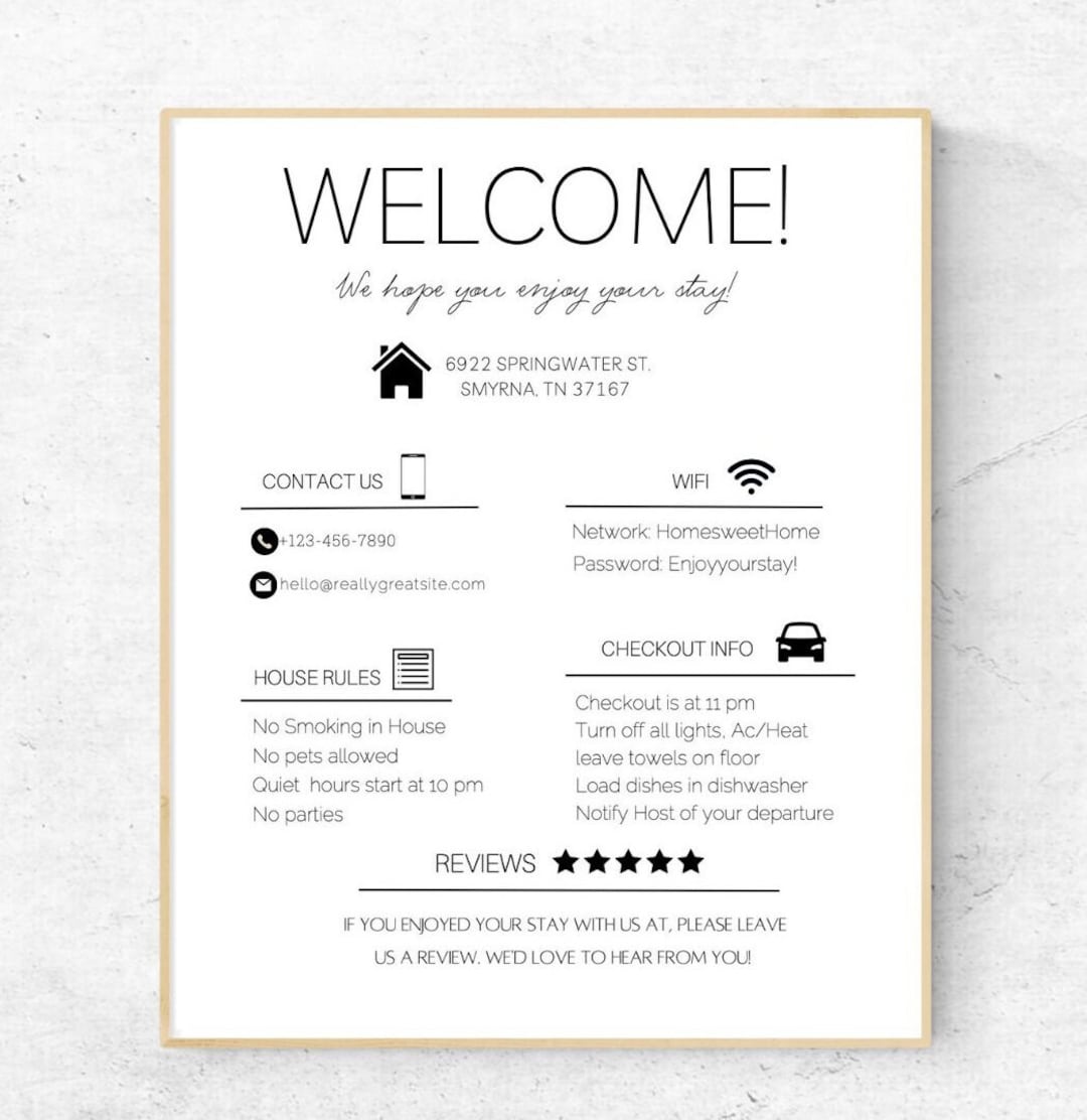 Cartello di benvenuto di Airbnb affitto vacanze stampabile - Etsy Italia