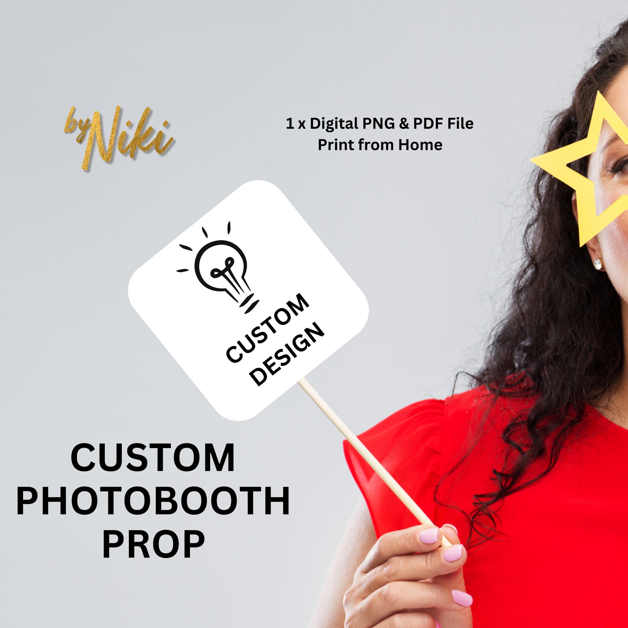 Custom Photobooth Props Pack of 3 Any Design Any Theme - Etsy