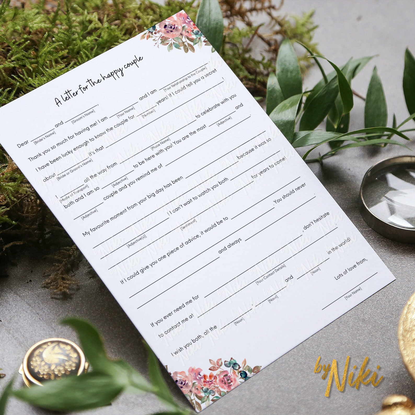 Printable Wedding Letter for the Happy Couple, Wedding Mad Libs Cards ...