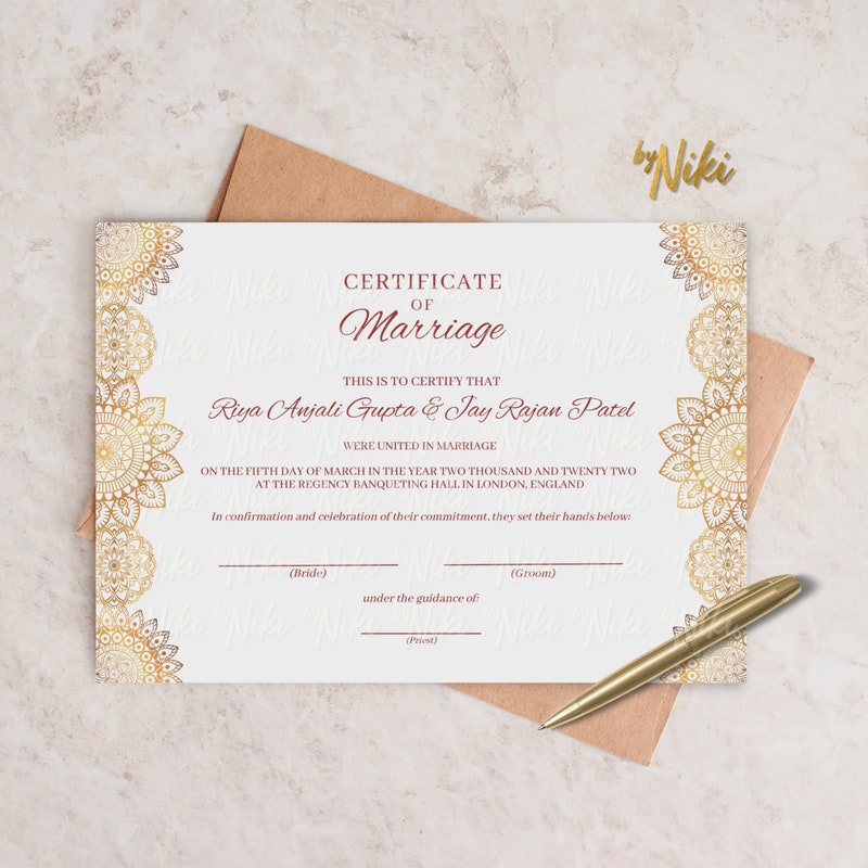 Marriage Certificate Printable - Etsy