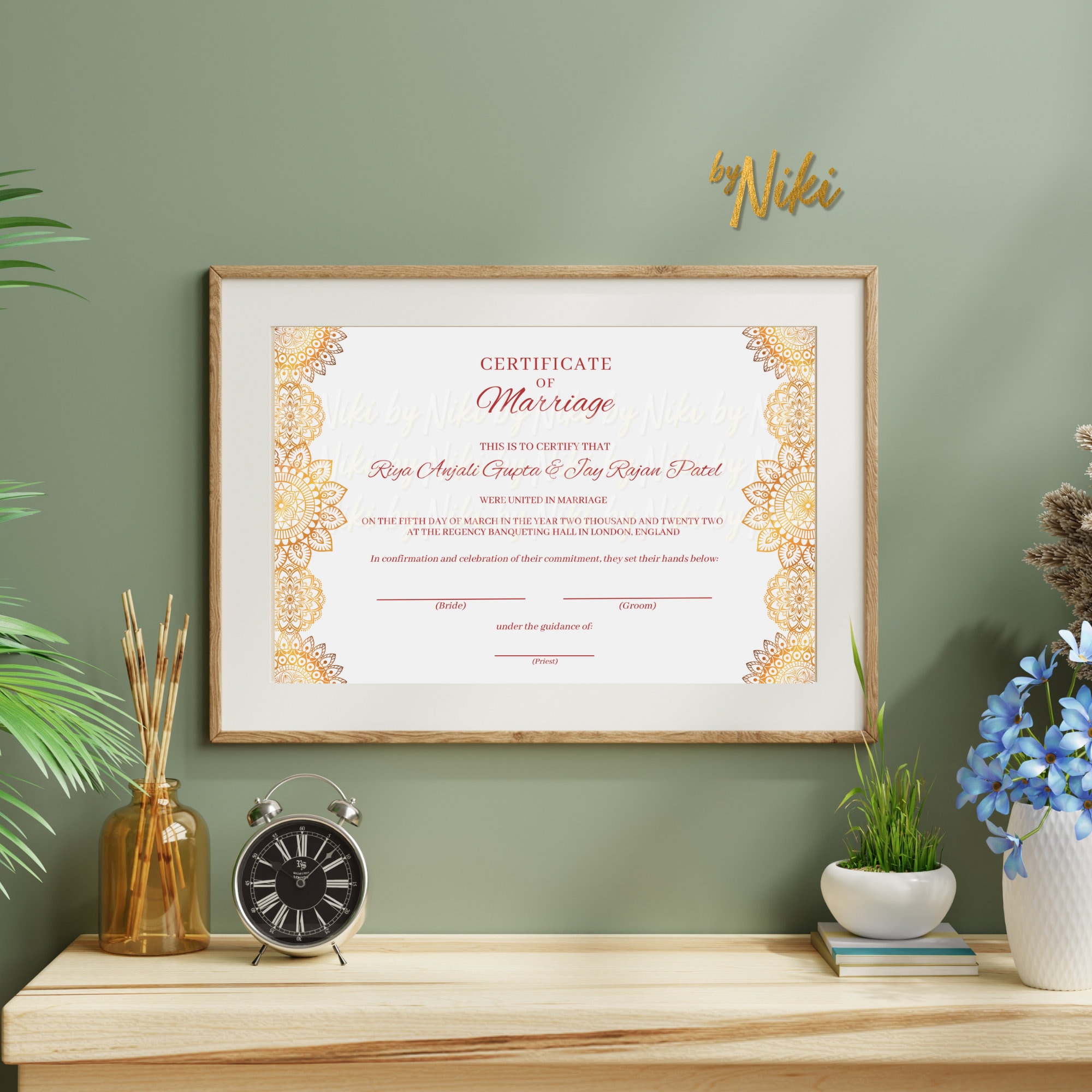 Indian Wedding Certificate | Personalised Certificate of Marriage ...