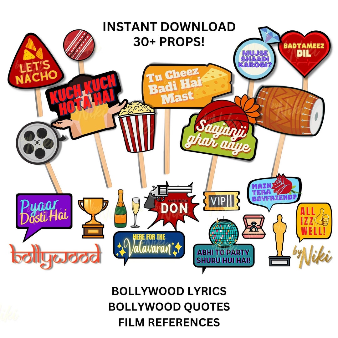 Indian Wedding Photo Props - 30+ Pack | Indian Wedding Reception | Desi ...