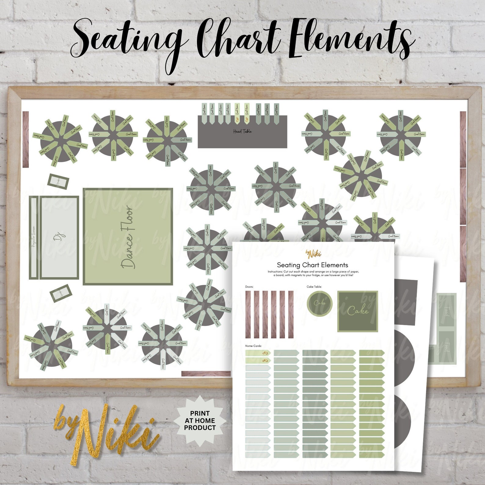 Sage Seating Chart Elements, Seating Planner, Table Plan, Wedding ...