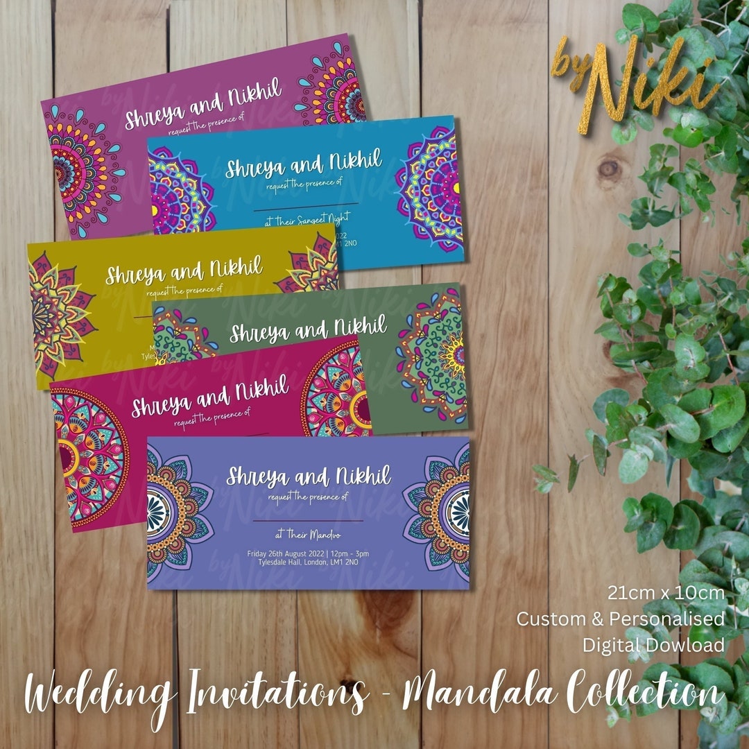Wedding Invitation Cards - Mandala Collection - Personalised Wedding ...
