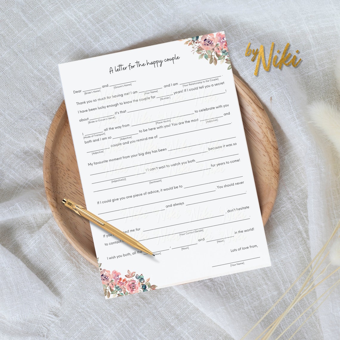 Printable Wedding Letter for the Happy Couple, Wedding Mad Libs Cards ...