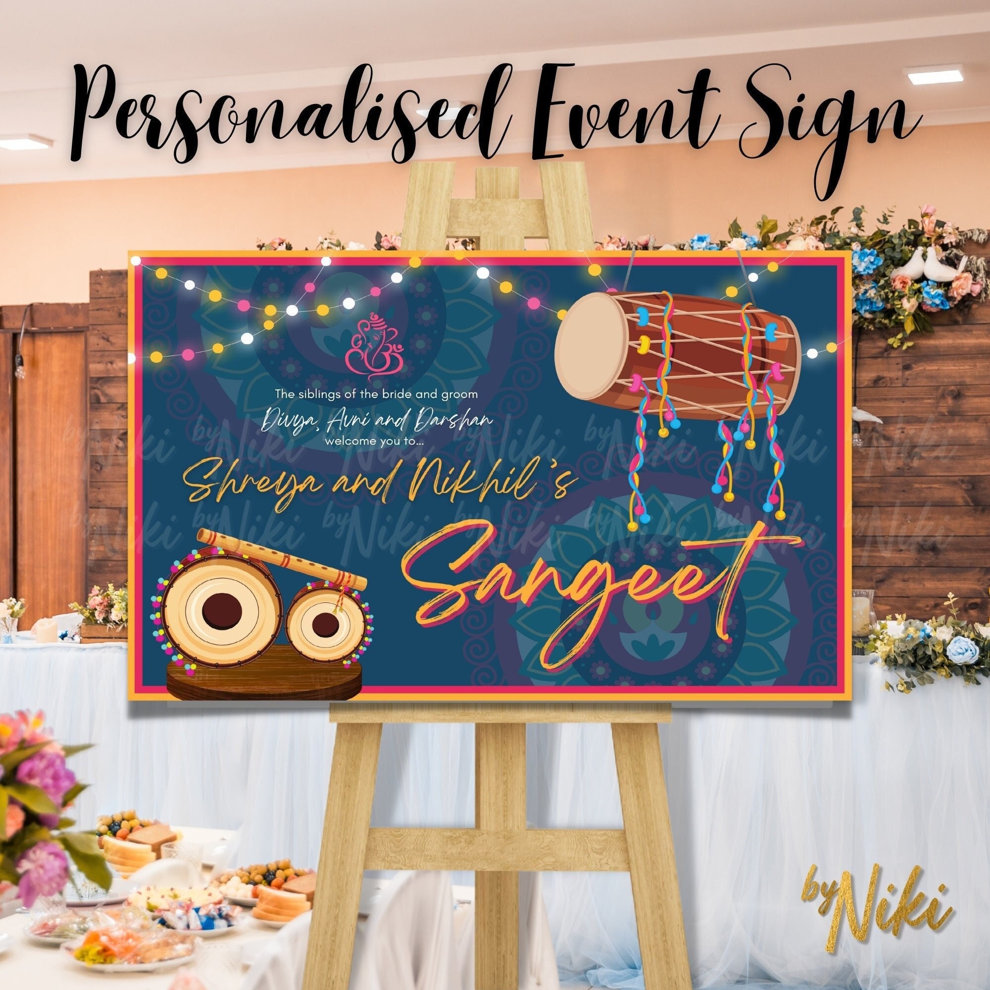 Event Welcome Sign | Personalised Custom [digital] Sangeet, Sanji ...