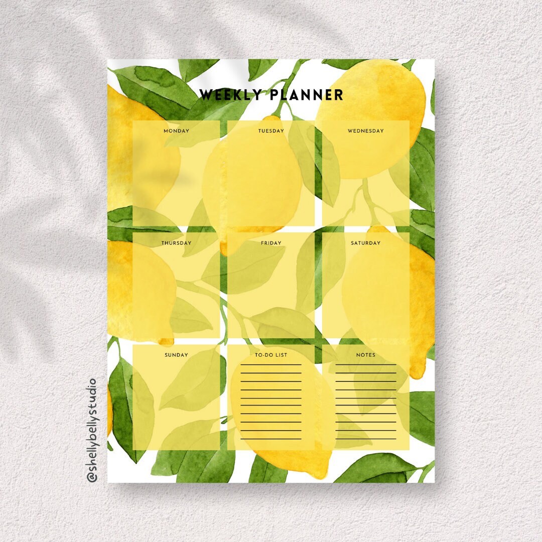 Lemon Printable Daily Planner Daily to Do List Productivity - Etsy