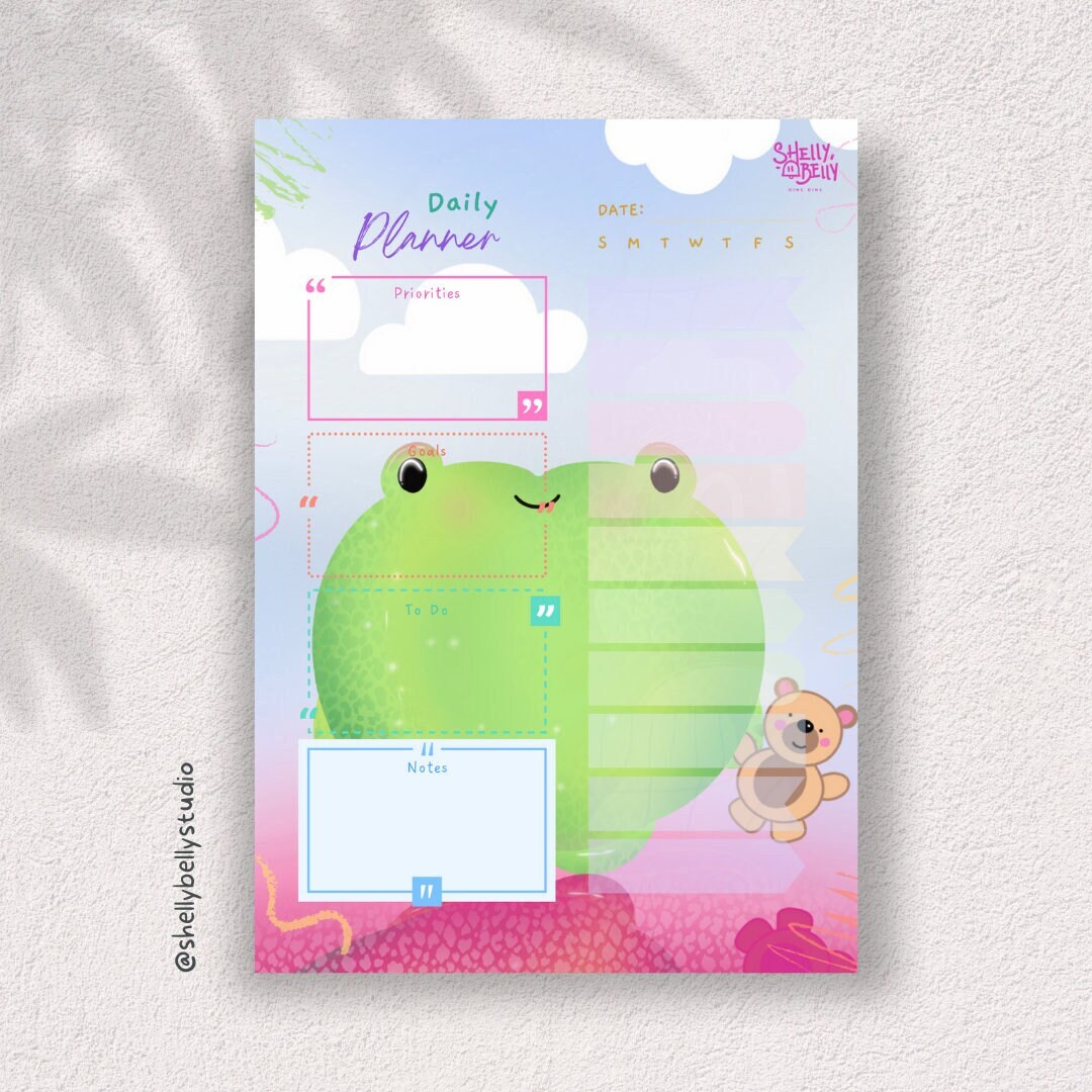 Cute Frog Printable Daily Planner , Daily to Do List, Productivity ...