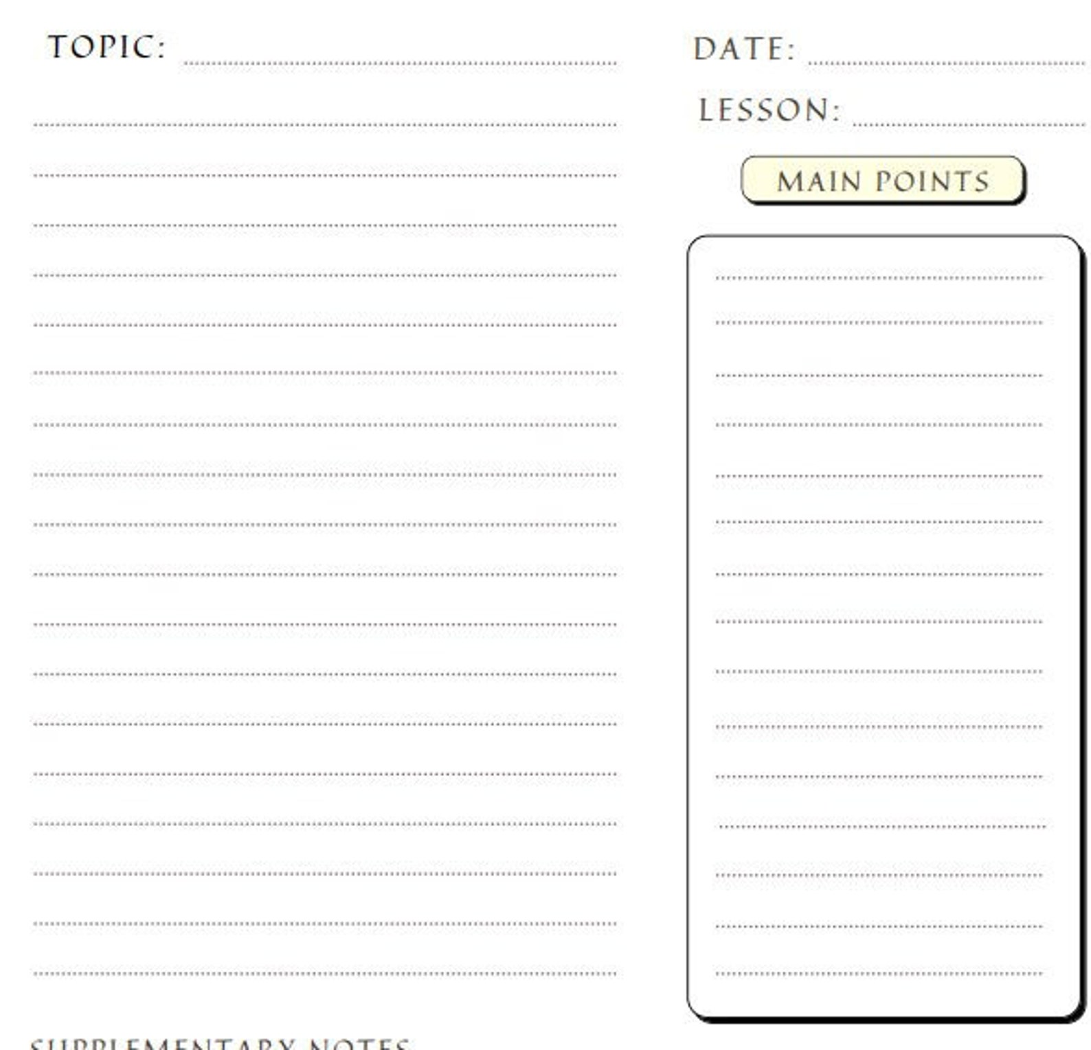 Note Sheet, Digital Printables, Notes, Instant Download, for School ...