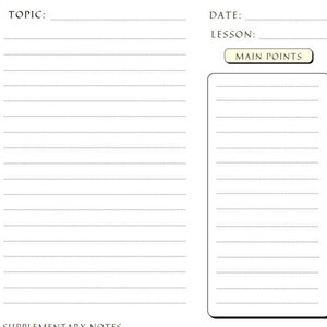 Note Sheet, Digital Printables, Notes, Instant Download, for School ...
