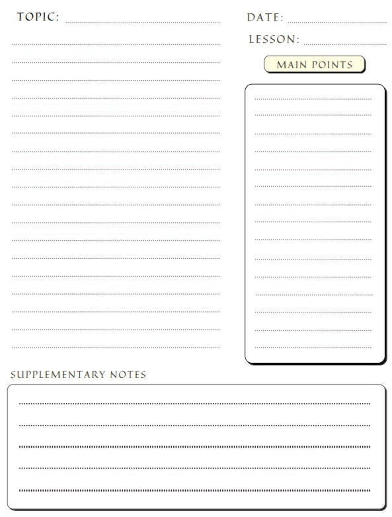 Note Sheet, Digital Printables, Notes, Instant Download, for School ...