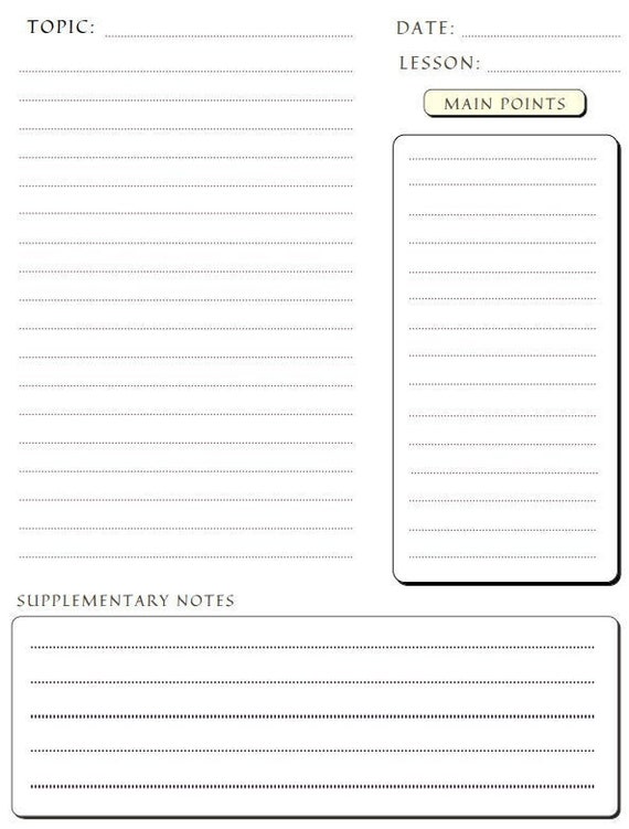 Note Sheet Digital Printables Notes Instant Download for - Etsy