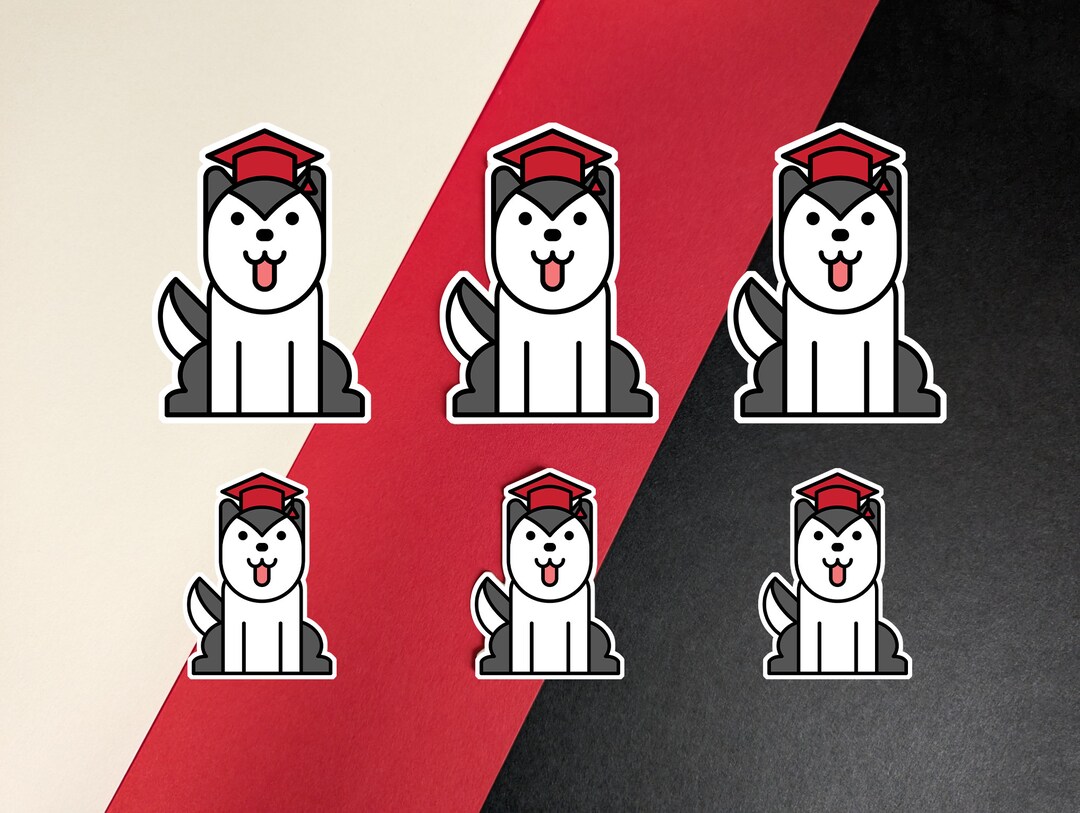 Graduating Husky, Set of 6, Cute Gift for NEU College Students, Laptop ...