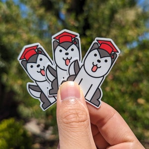 Graduating Husky, Set of 6, Cute Gift for NEU College Students, Laptop ...