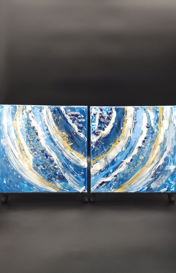 Crystal Resin Art blue Light - Etsy