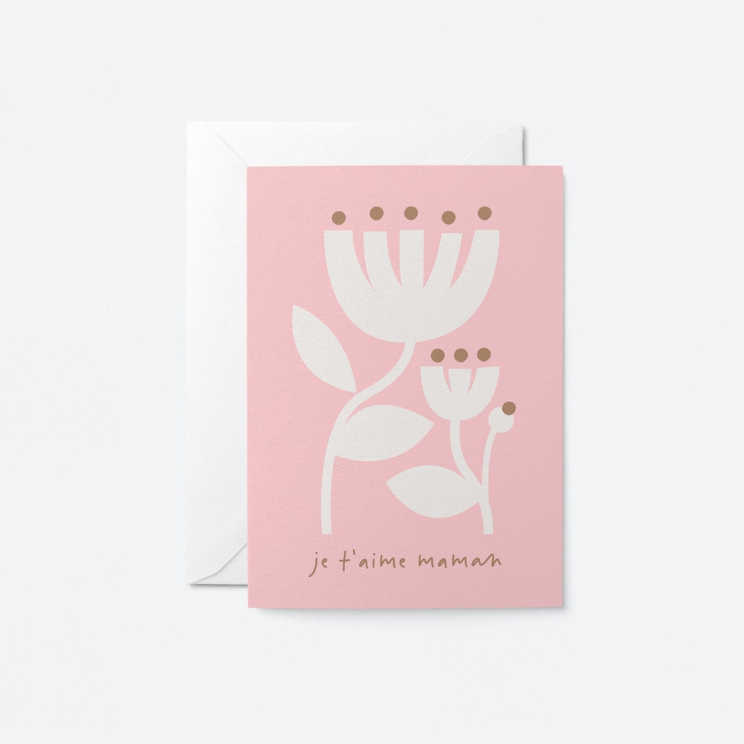 Je T'aime Maman Carte De Voeux French Mother's Day Card - Etsy