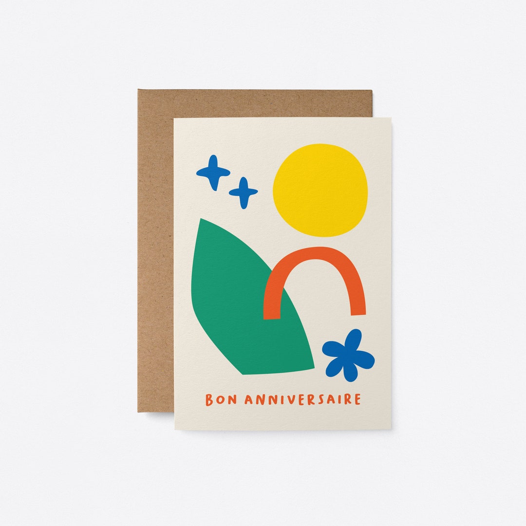 Bon Anniversaire Carte De Voeux French Birthday Card - Etsy