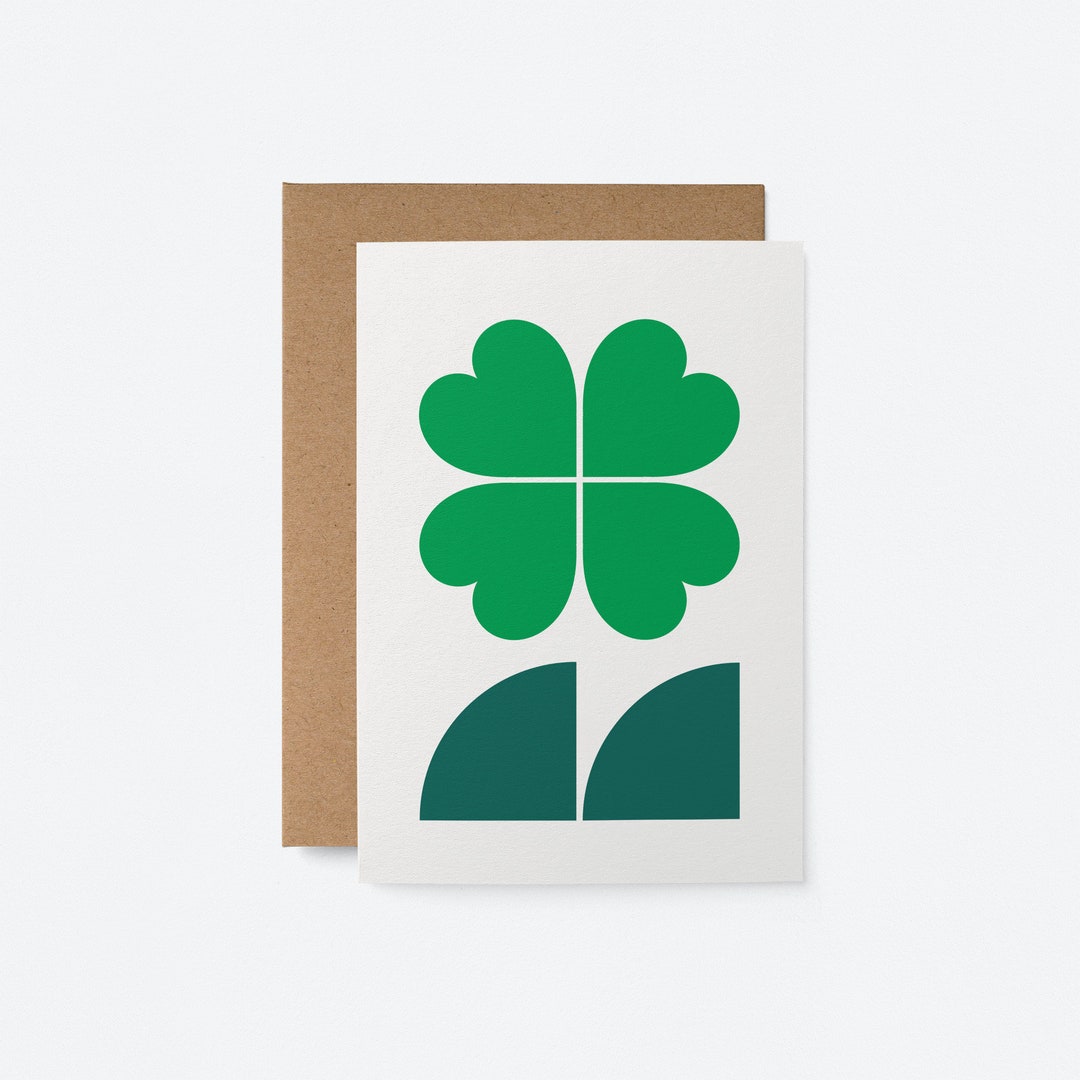 Four leaf Clover Good Luck Card Etsy