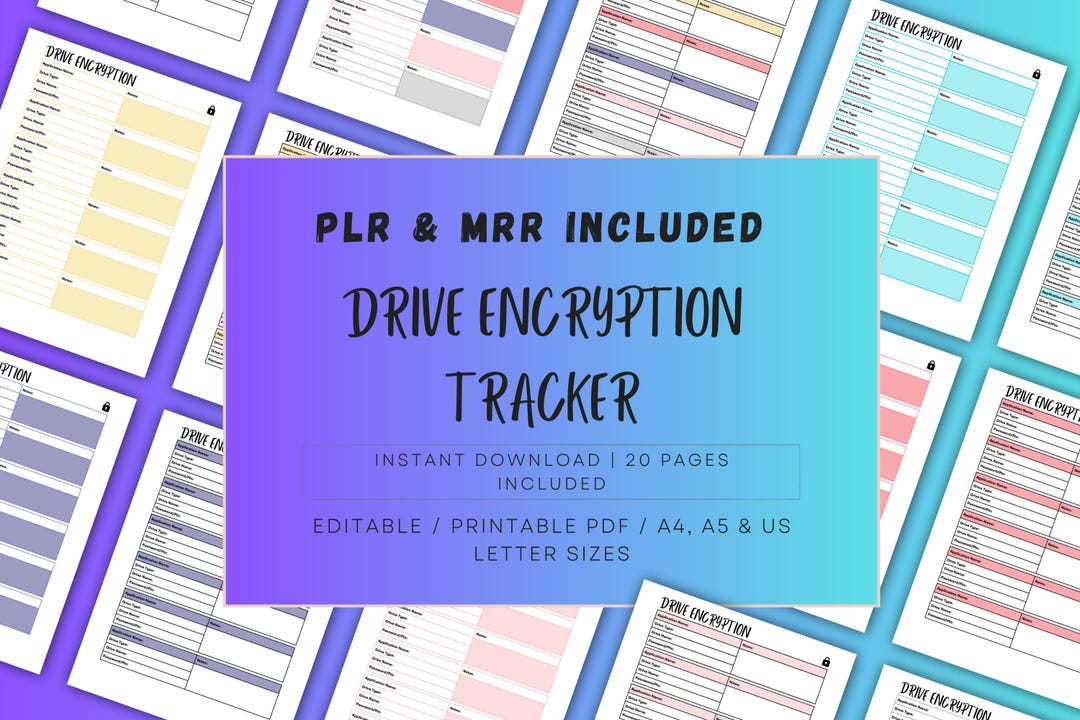 Editable, Printable Drive Encryption, Bundle, Password Log, Password ...