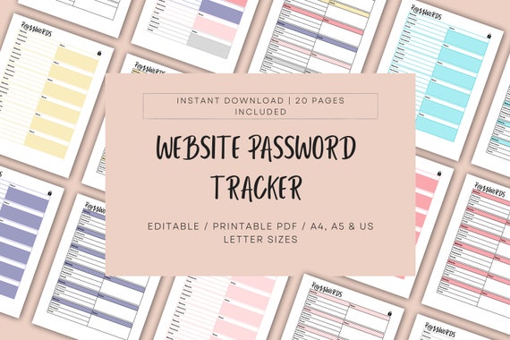 Editable Printable Password Tracker Bundle Password Log - Etsy
