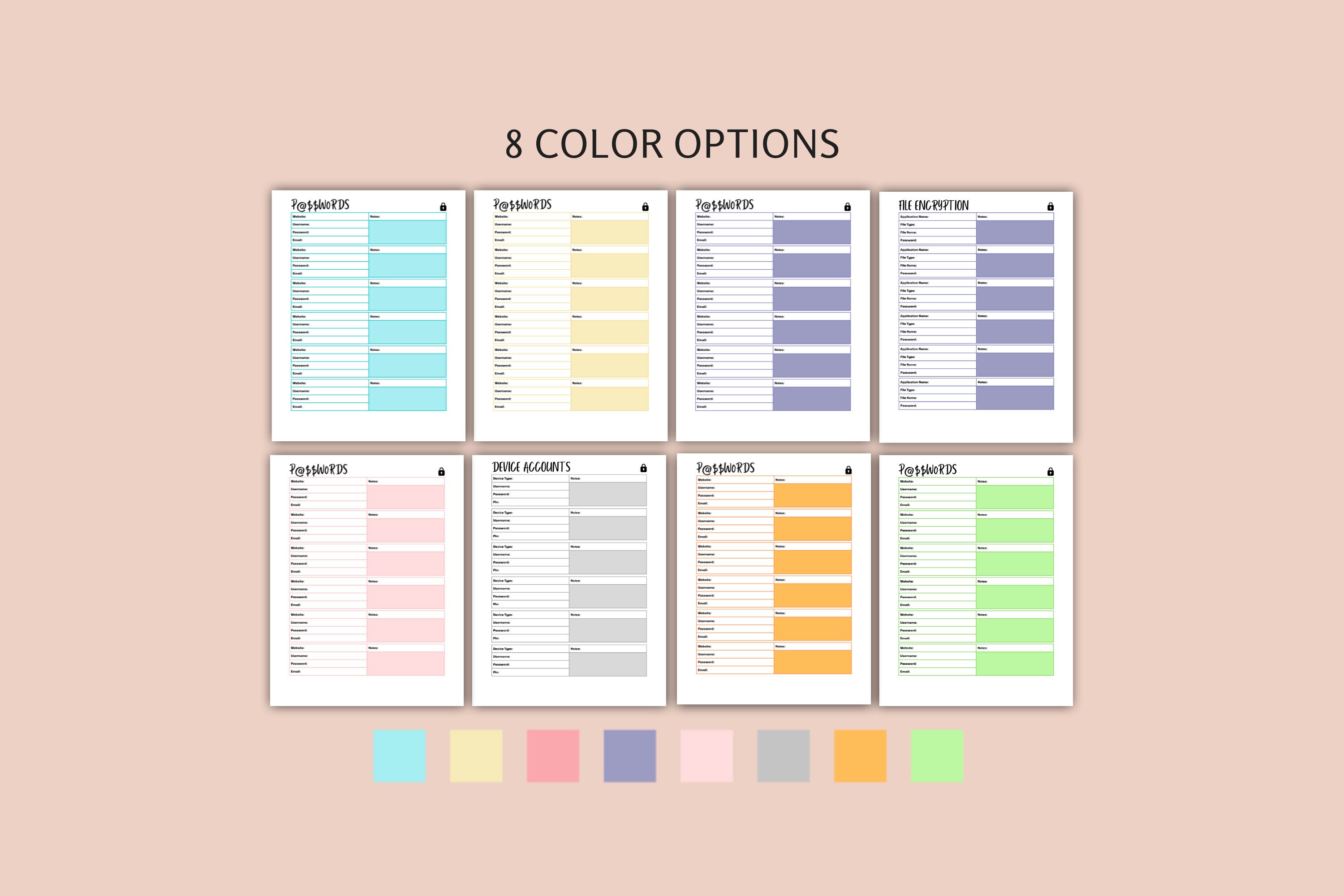 Editable, Printable Password Tracker Bundle, Password Log, Password ...