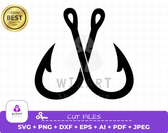 Fish Hooks Crossed Svg - Etsy