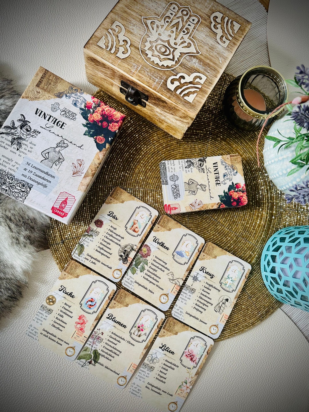 Vintage Lenormand Cards With Key Words for Beginners and Professionals ...