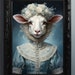 Victorian Sheep Gothic Lady Blue Dress Royalty Portrait Print, Goth ...