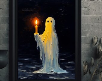 Ghost Eating Pizza, Vintage Poster, Art Poster Print, Dark Academia ...