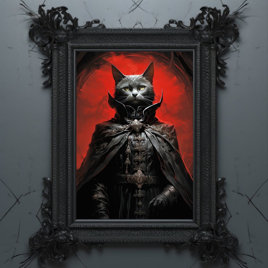 Black Cat Vampire Count Dracula, Goth Feline Vintage Poster, Art Poster ...