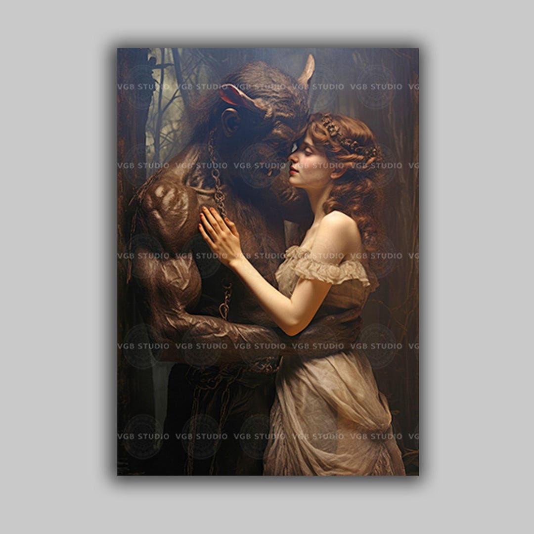 Beauty and Beast Art Print Fantasy Romance Gothic Fairytale Enchanted ...