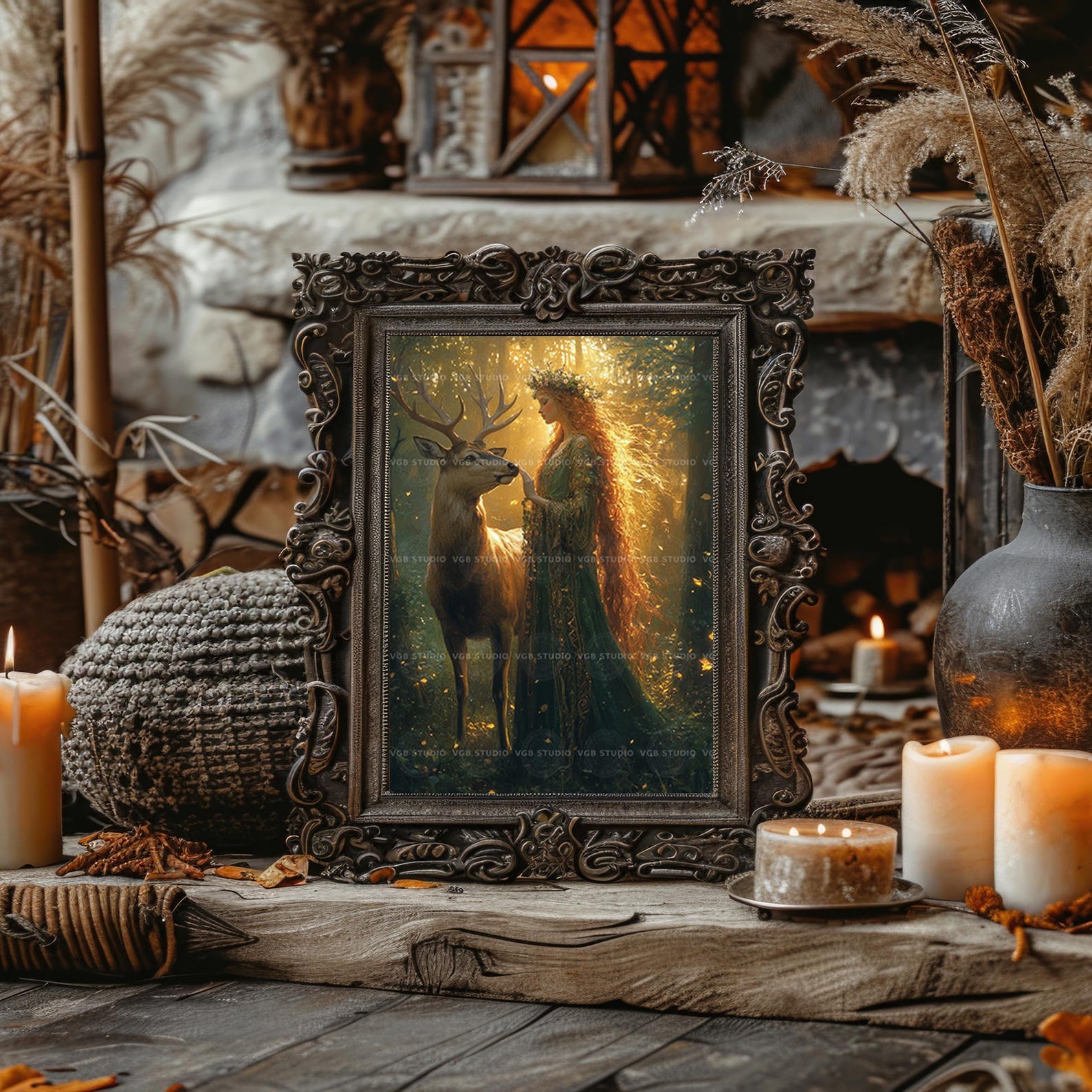 Flidais Celtic Goddess of Wildlife Art Print – Irish Mythology Forest ...