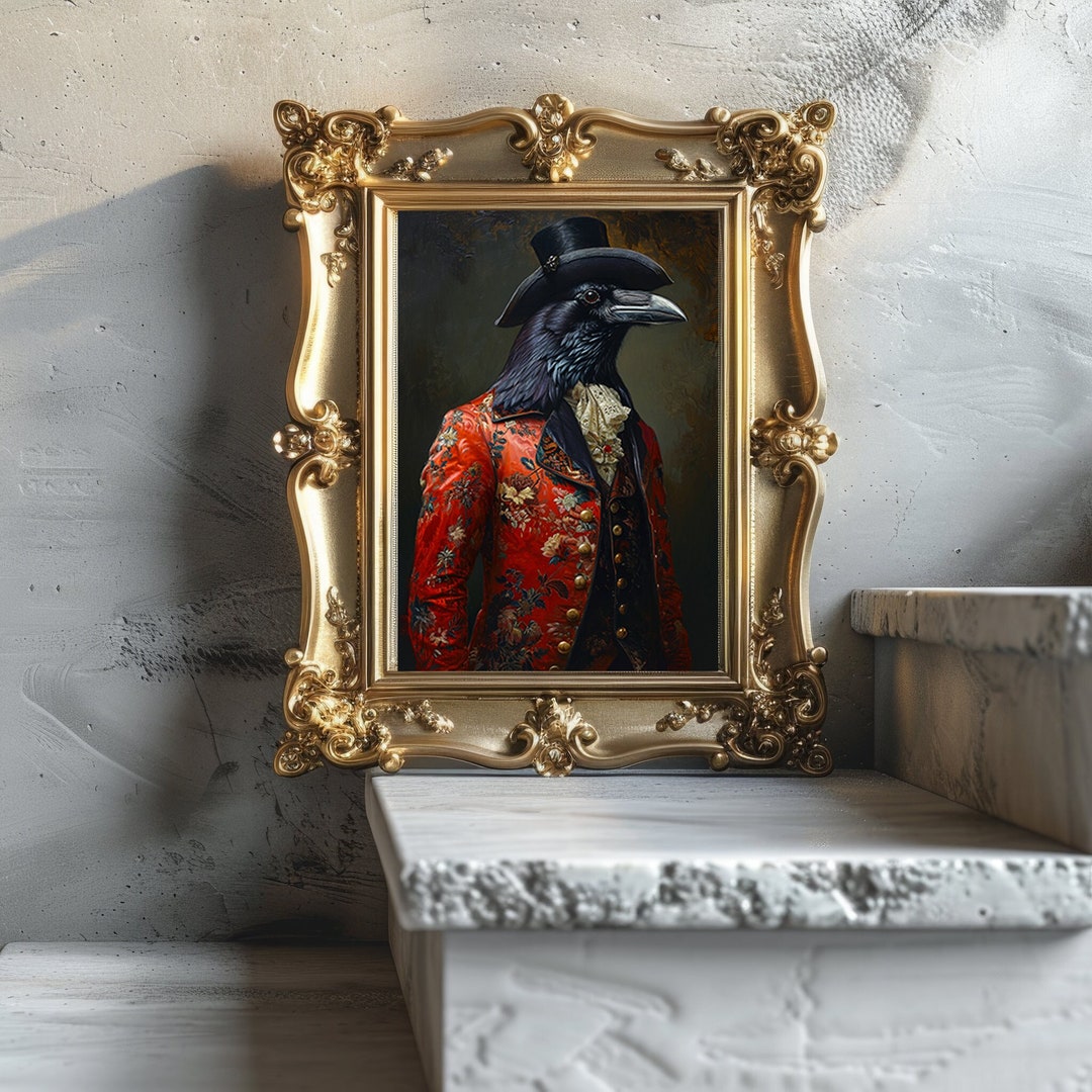 Victorian Crow Gentleman Aristocrat Raven Giclee, Vintage Painting Wall ...