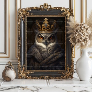Gothic Owl Victorian King Poster, Dark Academy Art Illustration ...